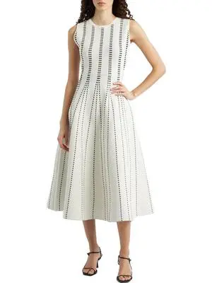 FREEMARKET Contrast Piping Sleeveless Midi Sweater Dress - White/black