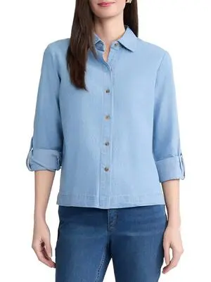 Jones New York Boxy Denim Button-up Shirt - Pisces Wash