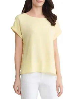 Jones New York Button Side Short Sleeve Top - Cornsilk