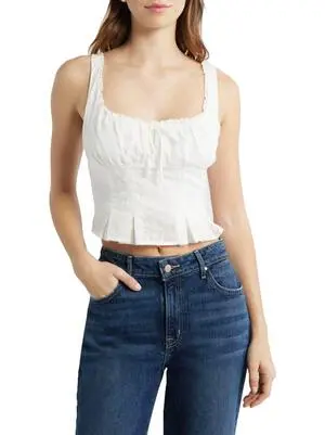 ALL IN FAVOR Shirred Crop Top - White
