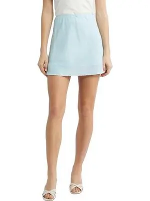 ALL IN FAVOR Floral A-line Miniskirt - Blue Cream