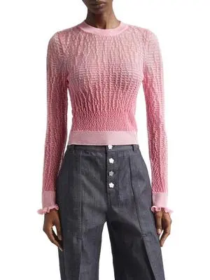 Cecilie Bahnsen Sheer Knit Crop Top - Pink Sheer Summer Knit
