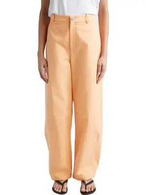 Partow High-waist Barrel Leg Cotton Pants - Coral