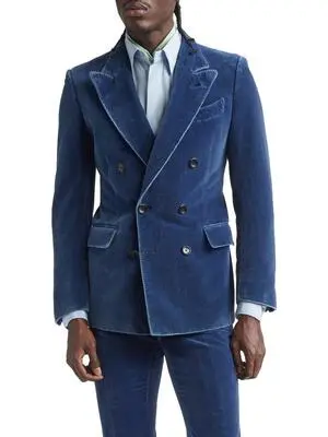 TOM FORD Double-breasted Velveteen Jacket - Indigo