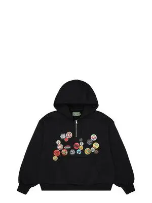DENIM TEARS Quarter Zip Pin Hoodie - Black