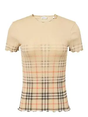 Burberry Stretch-cotton Gradient-check Top - Sand Ip Check