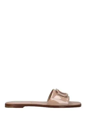 Valentino Garavani Vlogo Signature Patent-leather Slides - Blush