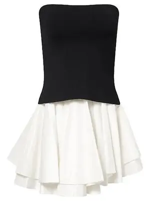Simkhai Isabelle Strapless Taffeta-knit Mini Dress - Black Multi