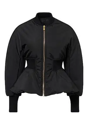 Alaïa Woven Peplum-hem Bomber Jacket - Noir