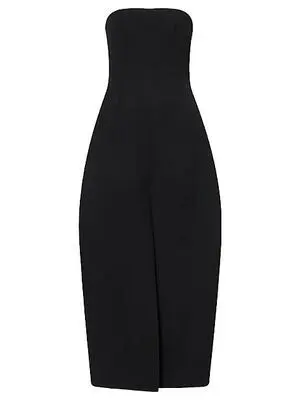 Alaïa Strapless Wool Midi Dress - Noir