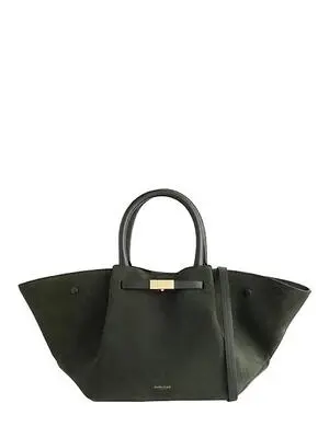 DEMELLIER New York Midi Leather Tote Bag - Moss Green/moss Grn