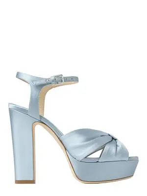 JIMMY CHOO Heloise 120 Satin Platform Sandals - Ice Blue