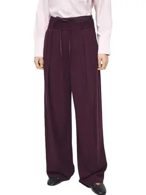 Mango High-rise Straight Leg Pants - Maroon