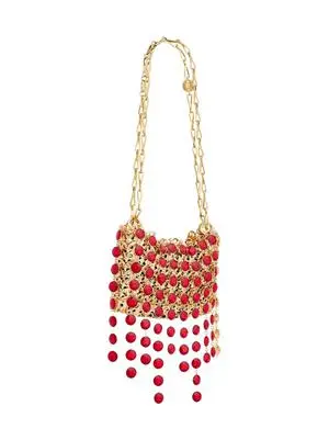 Rabanne 1969 Crystal Embellished Shoulder Bag - Gold/ruby Red