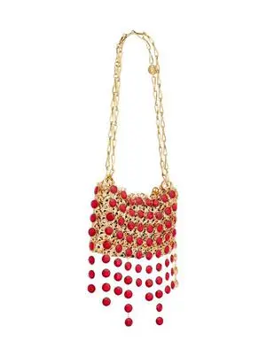 Rabanne 1969 Crystal Embellished Shoulder Bag - Gold/ruby Red