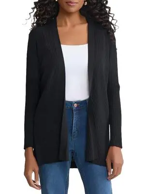 Jones New York Sutton Open Front Rib Knit Cardigan - Jones Black
