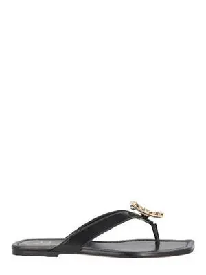 ROGER VIVIER Leather Thong Sandals With Appliqués And Crystals - Black