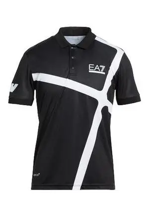 EA7 Polo Shirt Azure Size Polyester, Elastane - Black