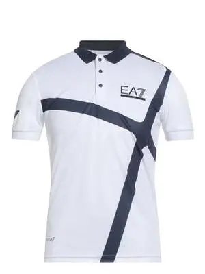 EA7 Polo Shirt Azure Size Polyester, Elastane - White