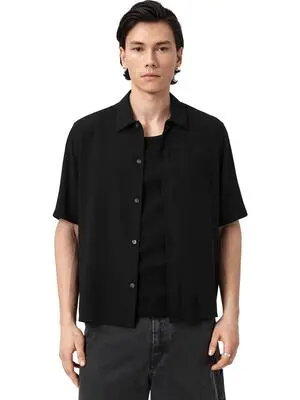 ALLSAINTS Baron Embroidered Boxy Shirt - Jet Black