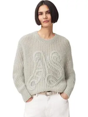 ALLSAINTS Chain Embroidered Pullover - Pale Laurel Green