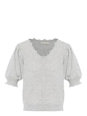 Ulla Johnson Cashmere Top With Shell Trim - Grey