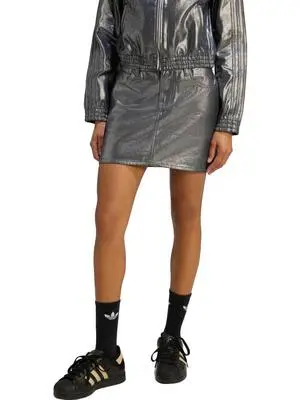 Adidas 3-stripes Denim Skirt - Silver Metallic