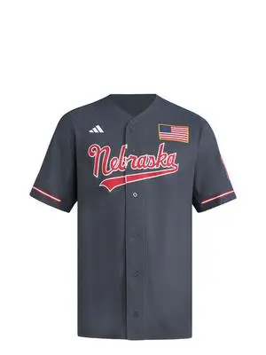 Adidas Nebraska Full-button Jersey - Team Dark Grey