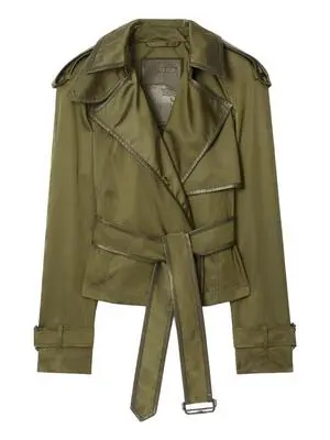 Burberry Short Nylon Blend Trench Coat - Tent Green