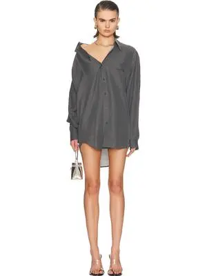 Alexander Wang Off-shoulder Silk Shirt Dress - Thunder Grey