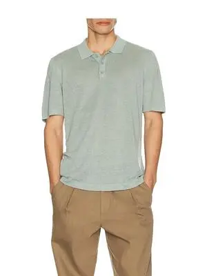Onia Linen Sweater Polo In Olive - Washed Olive