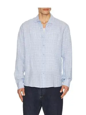 Onia Linen Long Sleeve Shirt In Blue - Blue Multi