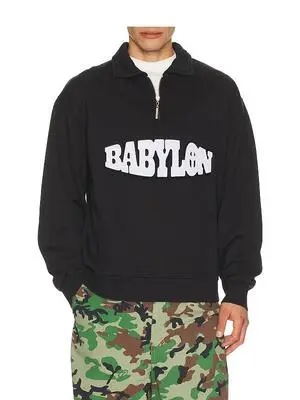 BABYLON Half Zip Pullover Sweater - Jet Black