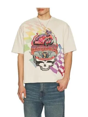 MARKET X Grateful Dead Stealie Moto Bear T-shirt In Cream - Ecru