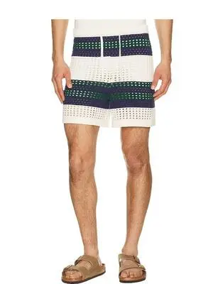 Agua Bendita Maury Shorts - Blue  Green  & White Stripe