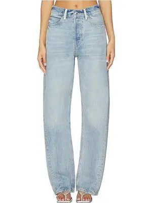 Alexander Wang Relaxed Straight Cut Jeans With Crystal Belt Loops - Vintage Bleach Blue
