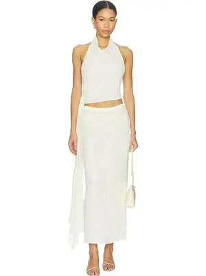 BUBISH Hailey Cowl Neck Halter Top With Draping - Ivory