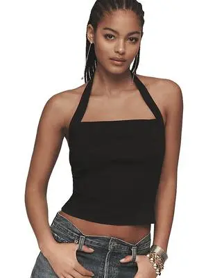 Maeve Structured Halter Top - Black