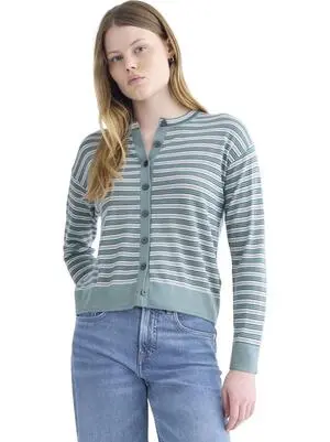 Everlane Crewneck Cardigan - Reflecting Pond Multi Stripe