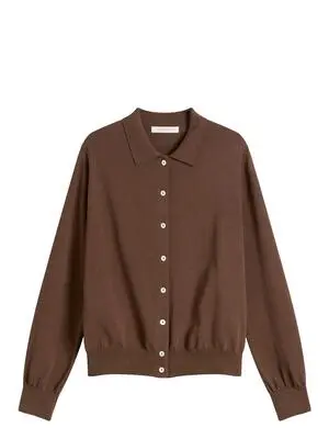 NOTHING WRITTEN Villa Cotton Collar Cardigan - Brown
