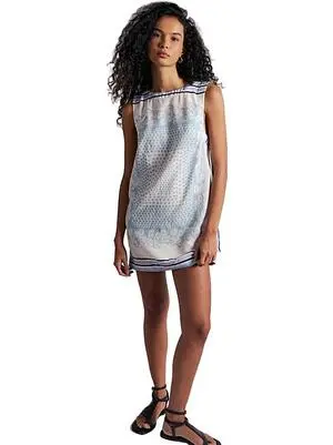 Free People On The Dot Mini Dress - Cornflower Combo