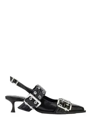 GANNI Buckle Eyelet Pumps - Black