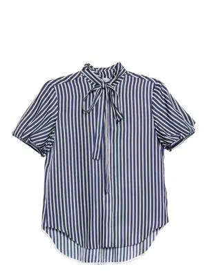 Dice Kayek Striped Tie-neck Blouse - Blue