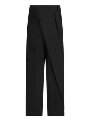 Manière De Voir Wrap-front Pleated Tailored Trousers - Black