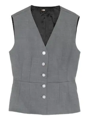 Maje Sleeveless Button Detailed Waistcoat - Grey