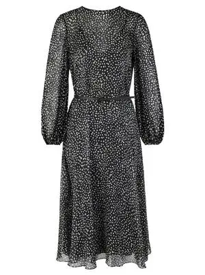 Max Mara Polka Dot Ruffled Dress - Black