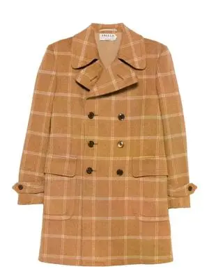 A.N.G.E.L.O. VINTAGE CULT 1970s Checked Double-breasted Coat - Brown