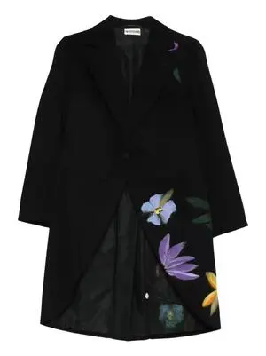 A.N.G.E.L.O. VINTAGE CULT Floral Detail Wool Coat - Black