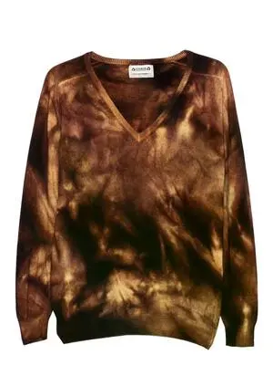 A.N.G.E.L.O. VINTAGE CULT Tie-dye V-neck Top - Brown