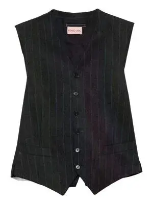 ROMEO GIGLI 1990s Striped Waistcoat - Grey